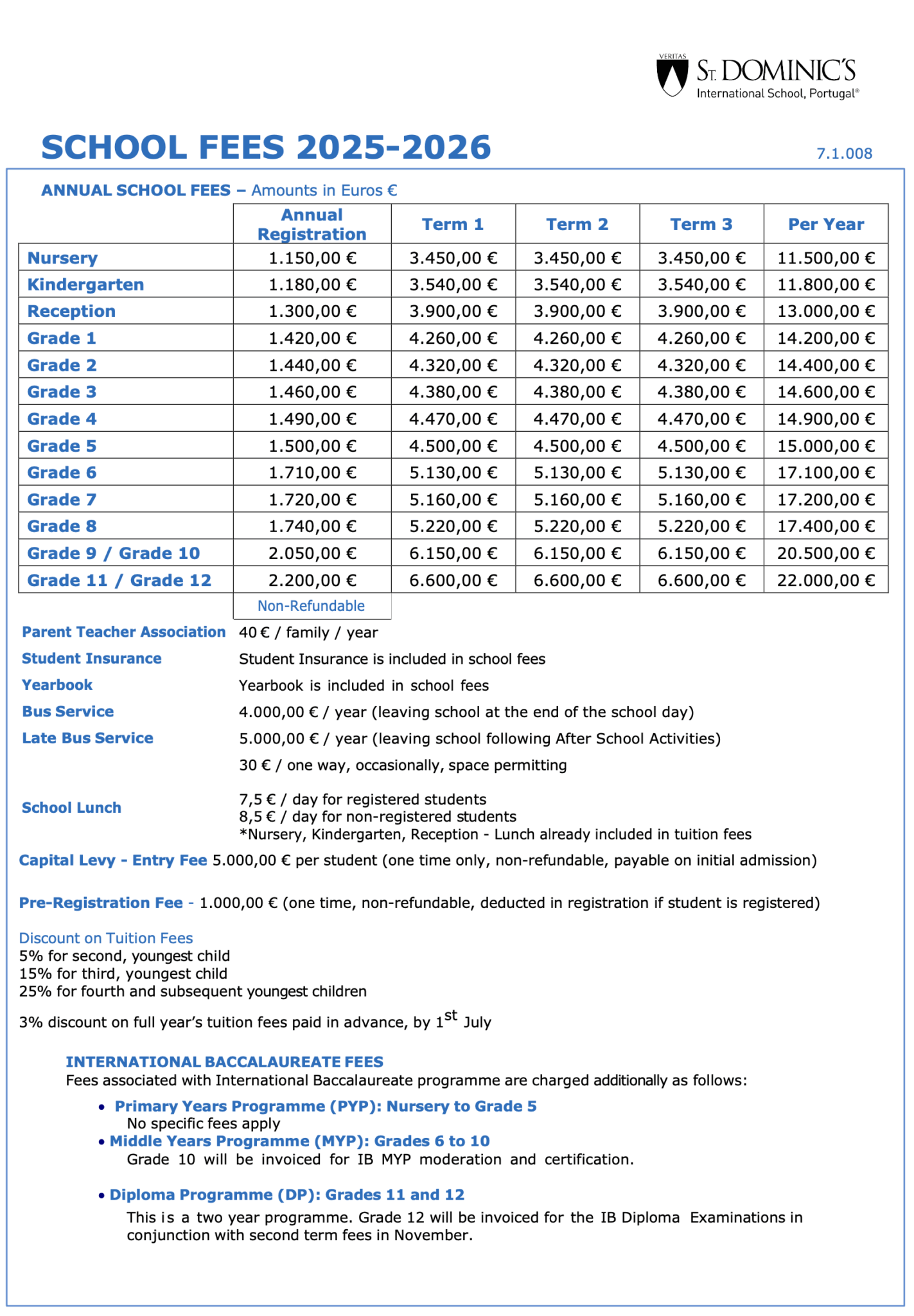 Tuition and Fees - St. Dominic's Tuition and Fees
